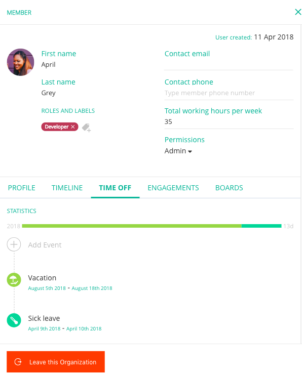 Team Management Page